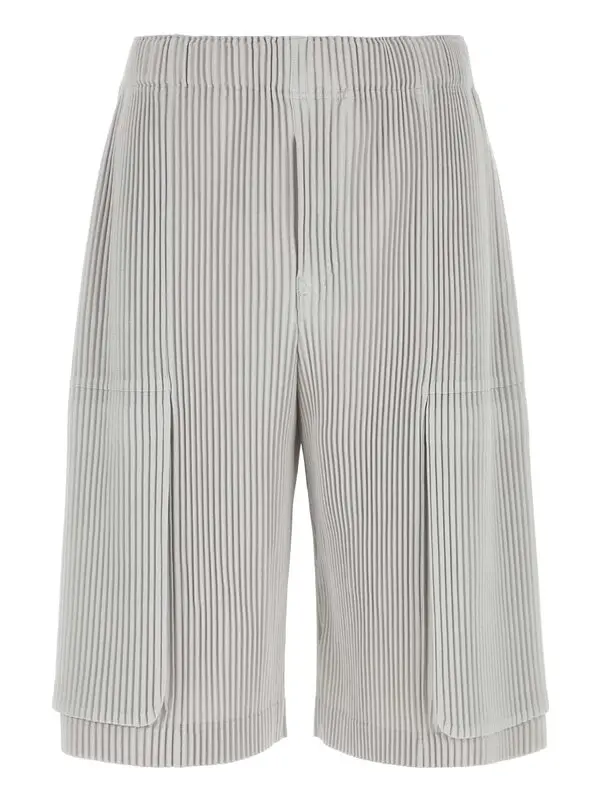 Issey Miyake Light Grey Polyester Bermuda Shorts - Gray