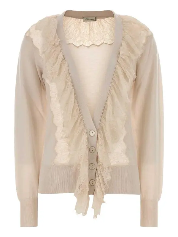 Blumarine Sand Wool Cardigan - Brown