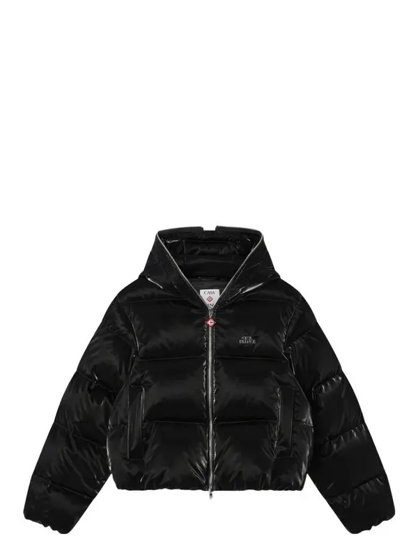 Casablanca Cropped Quilted Hooded Jacket - Black