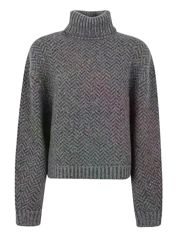 Gabriela Hearst Courtney Herringbone-knit Roll-neck Sweater - Grey
