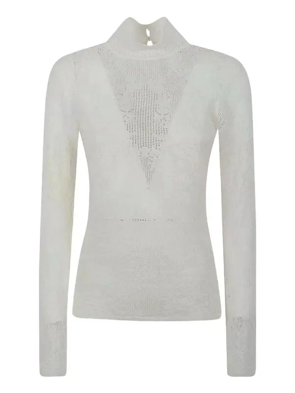 Gabriela Hearst Waite Lace-knit High-neck Long-sleeved Blouse - Neutrals