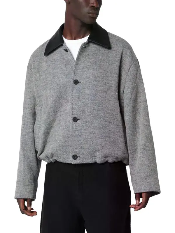 Studio Nicholson Howth Leather-collar Bomber Jacket - Grey