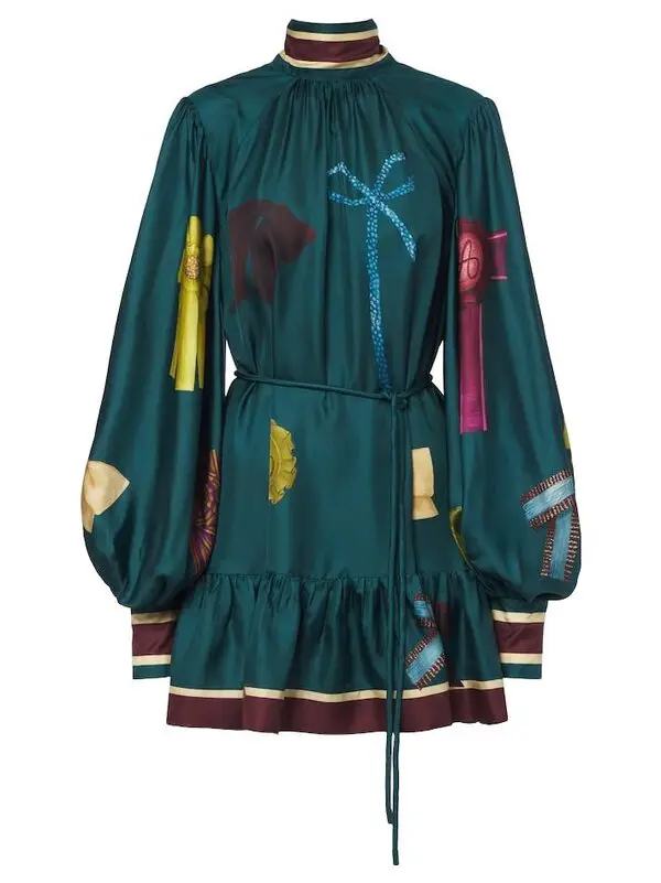 ALEMAIS Alémais Rosette Printed Silk Twill Minidress - Multicoloured