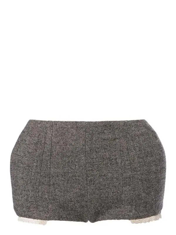 Magda Butrym Herringbone Wool And Cashmere-blend Shorts - Grey