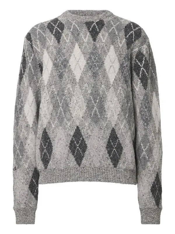 ERL Argyle Cotton And Wool-blend Sweater - Grey