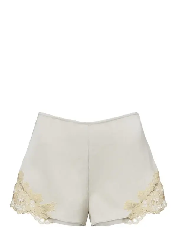 DE LA VALI Reparo Lace-trimmed Crêpe Shorts - Green