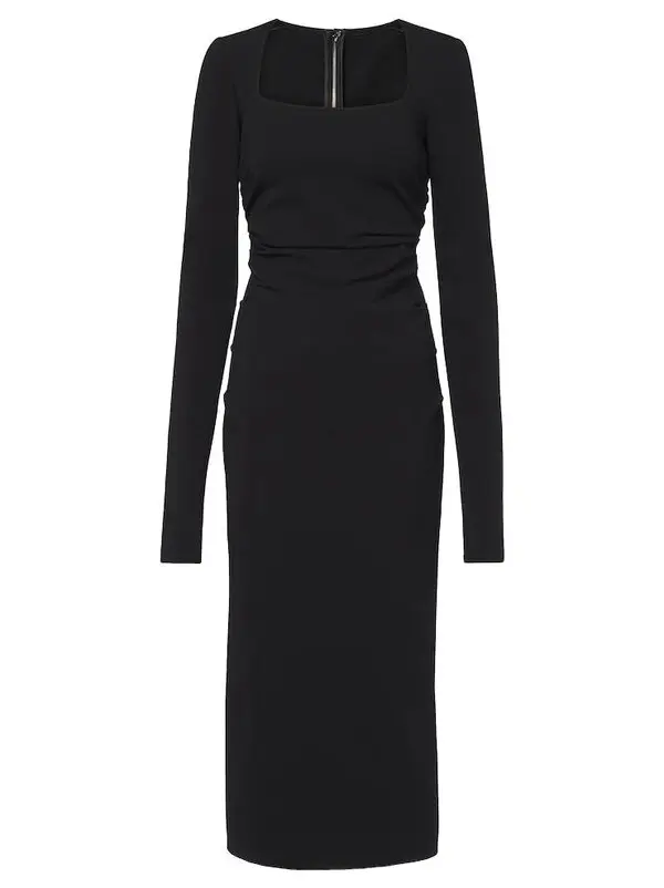 Dolce & Gabbana Ruched Jersey Midi Dress - Black