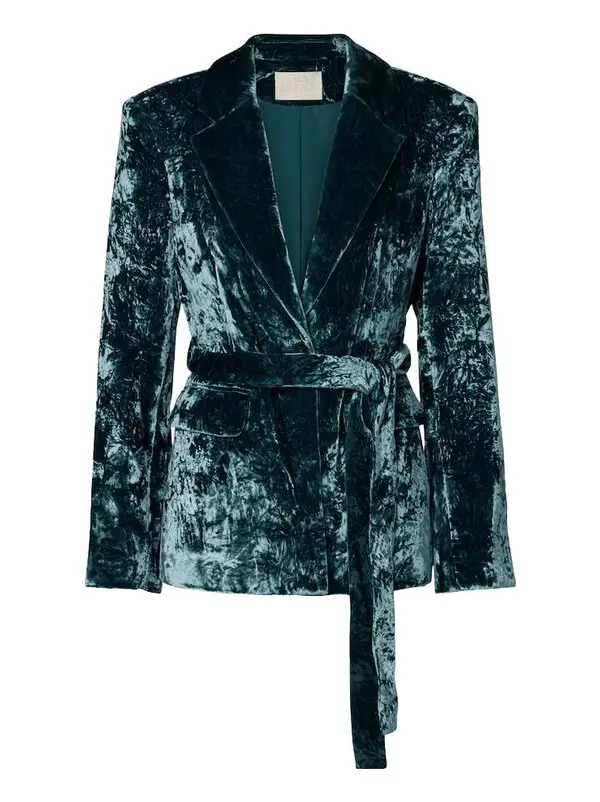 Ulla Johnson Ellery Belted Velvet Blazer - Blue