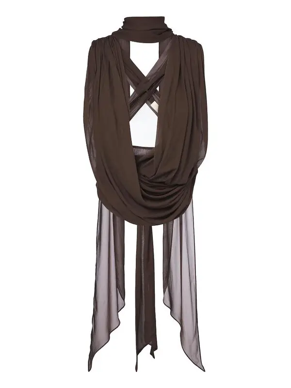 DE LA VALI Isolde Draped Goergette Top - Brown