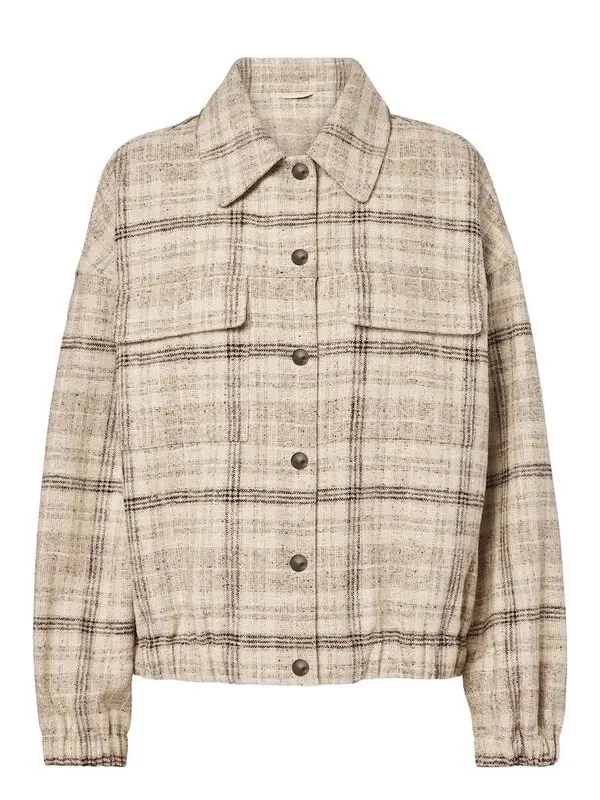 Brunello Cucinelli Checked Cotton, Silk, And Hemp-blend Jacket - Beige