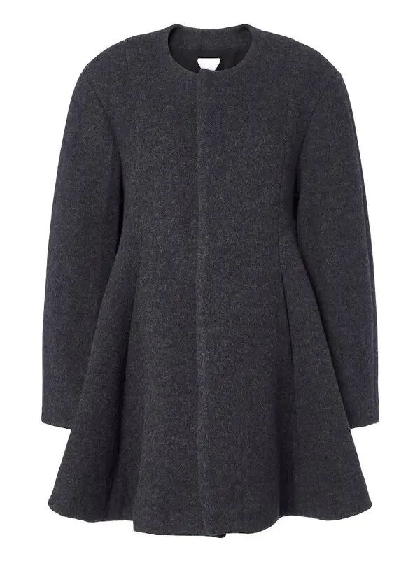 Bottega Veneta Pleated Wool-blend Coat - Grey