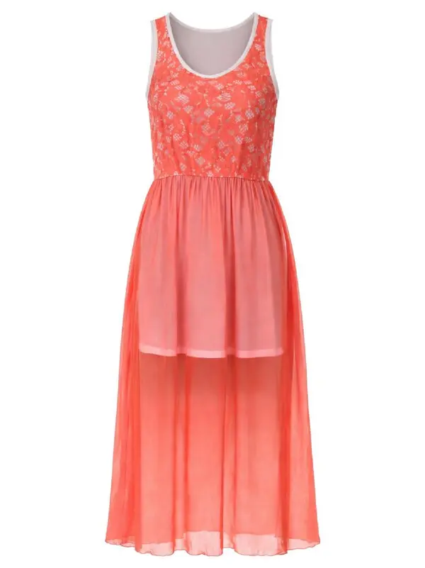 CONQUISTA Lace Bodice Maxi Dress - Red