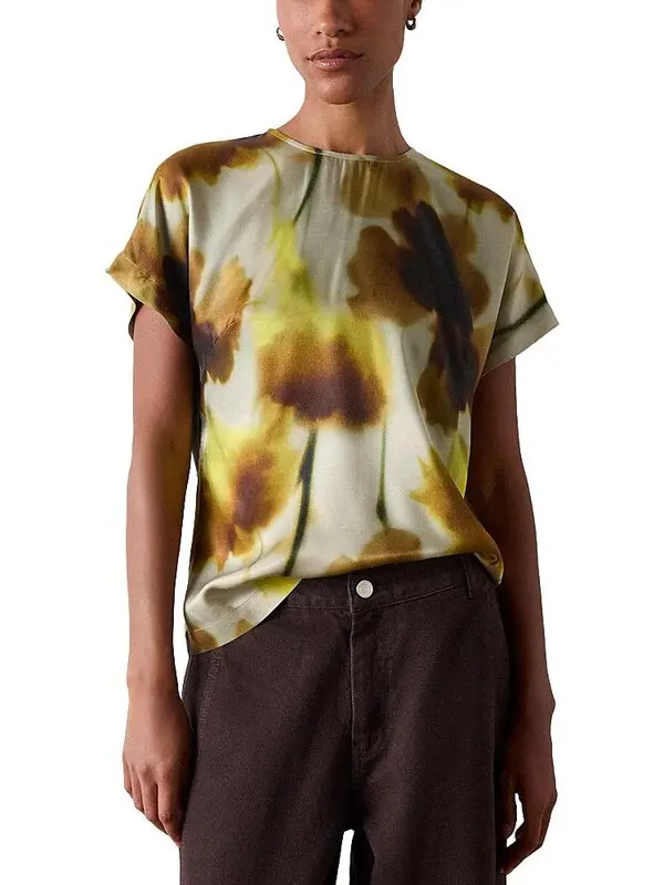 Whistles Printed Short Sleeve Blouse - Yellow/multi