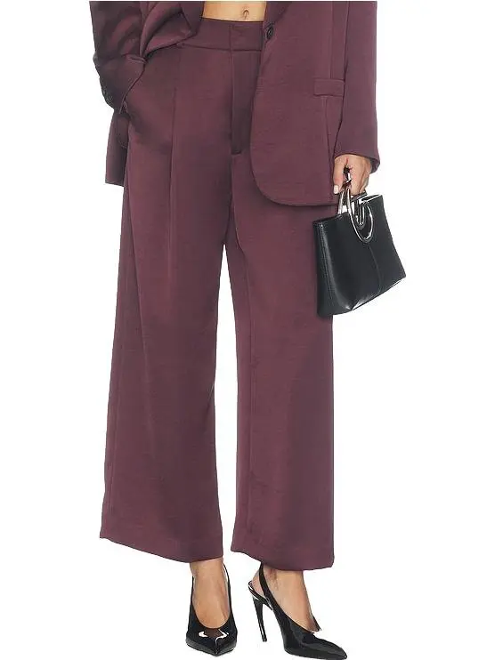 Smythe Cropped Pleated Trouser In Burgundy - Mocha