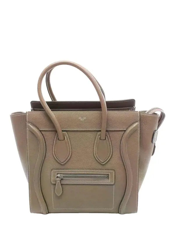 Celine 2010-2026 Micro Leather Luggage Tote Bag - Neutrals
