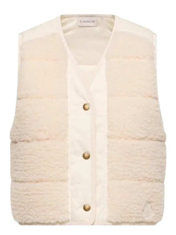 Moncler Fluffy Teddy Padded Vest - White Ivory