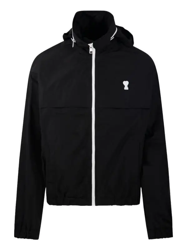 AMI Paris Adc Zip Windbreaker Jacket - Black
