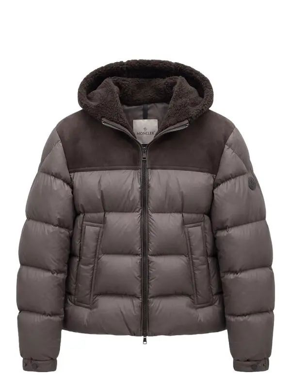 Moncler Jalmar Logo Patch Padded Coat - Brown