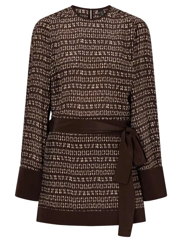 SIR. Astrid Wrap-effect Printed Crepe Mini Dress - Navy