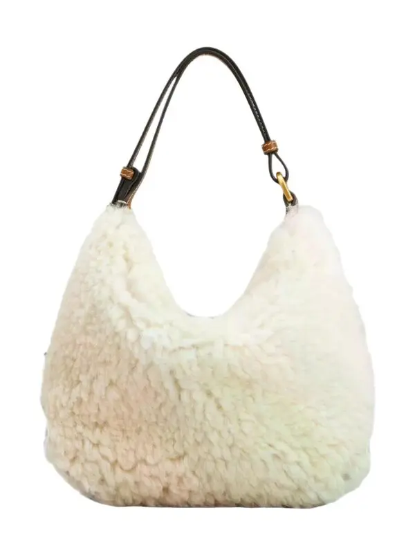 TOD'S Stud-embellished Shearling Shoulder Bag - Neutrals