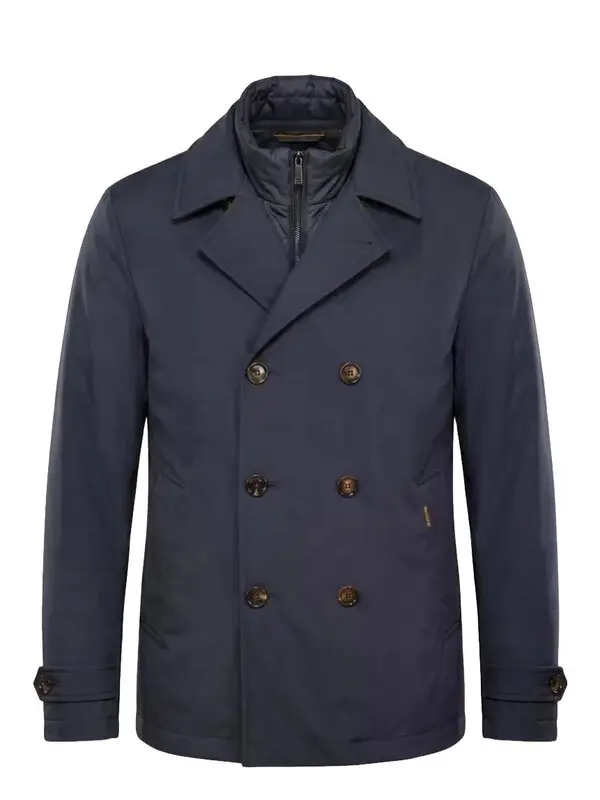 MOORER Albieri Double-breasted Satin Jacket - Blue