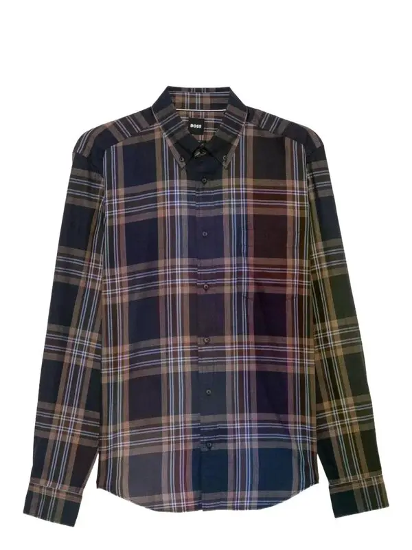 BOSS Check-pattern Button-down Shirt - Blue