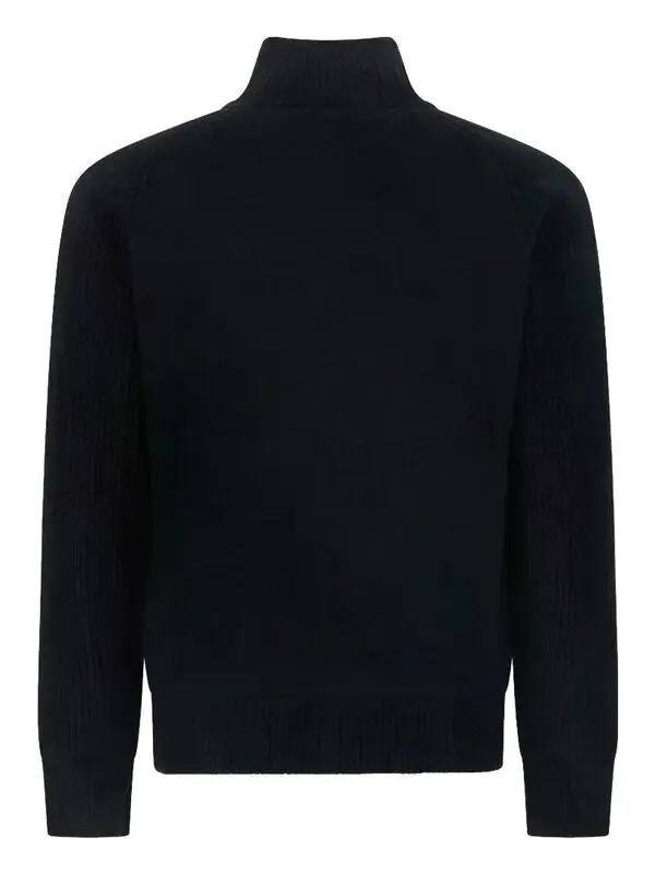 KANGRA Zip-up Ribbed-sleeve Cardigan - Black