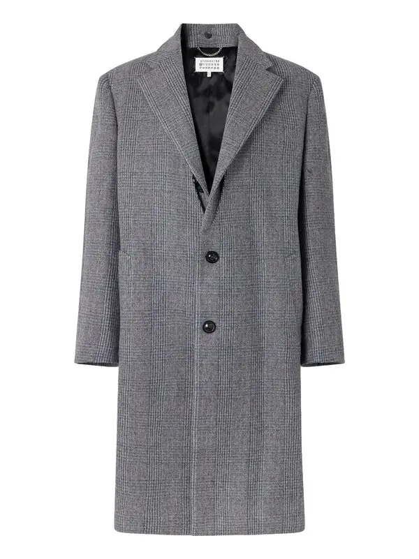 MAISON MARGIELA Double-breasted Prince Of Wales Checked Virgin Wool Coat - Gray