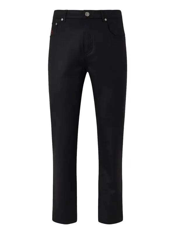Brunello Cucinelli Slim-fit Logo-embroidered Virgin Wool Jeans - Black
