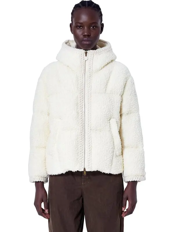Moncler Cristallin Hooded Wool Blend Short Down Jacket - Multicolor