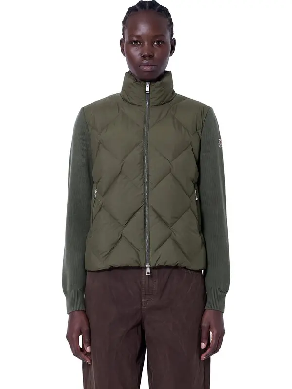 Moncler Wool & Cashmere Padded Zip-up Cardigan - Multicolor