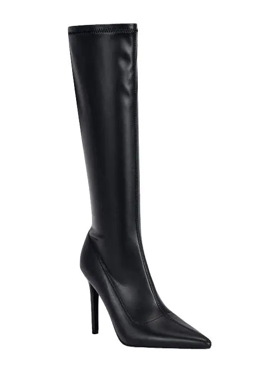 AZALEA WANG Calana Faux Leather Pointed Toe Boot - Black