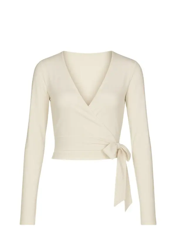 HEIMA ER GOTT Neutrals Bella Bamboo Ballet Wrap Top - Yellow