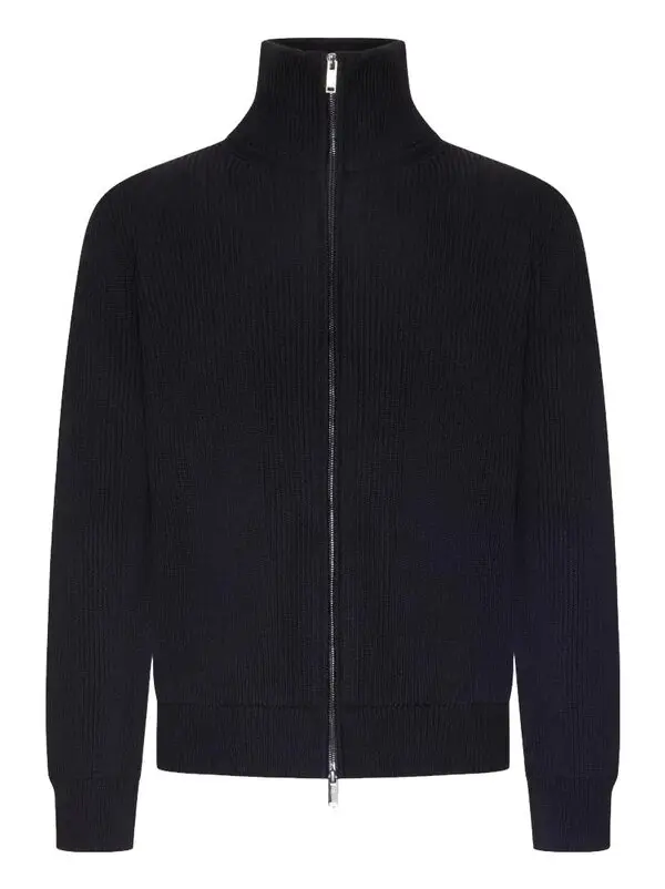 ROBERTO COLLINA Ribbed-knit Zip-up Cardigan - Black