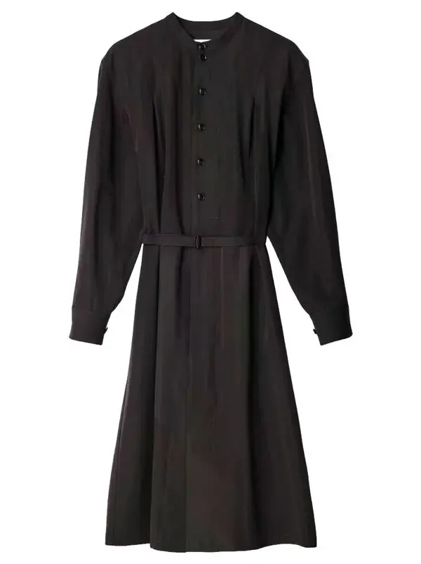 LEMAIRE Belted Dress In Wool Gabardine - Brown