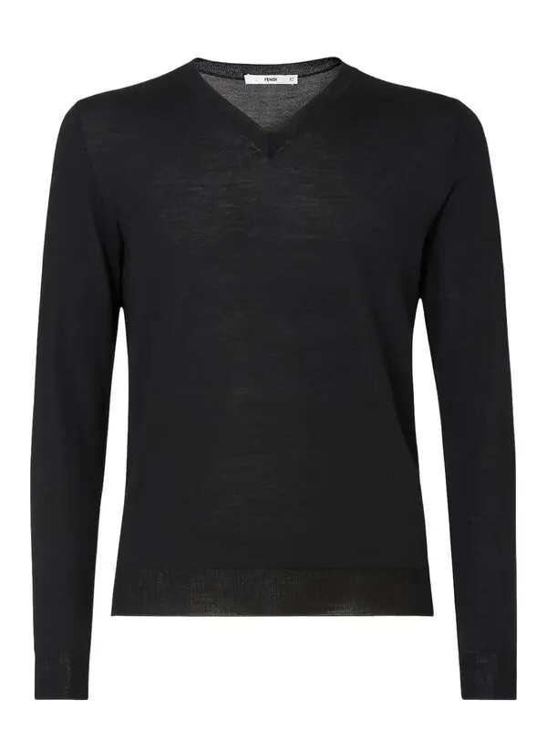 Fendi Maglia Slim Fit In Lana - Black