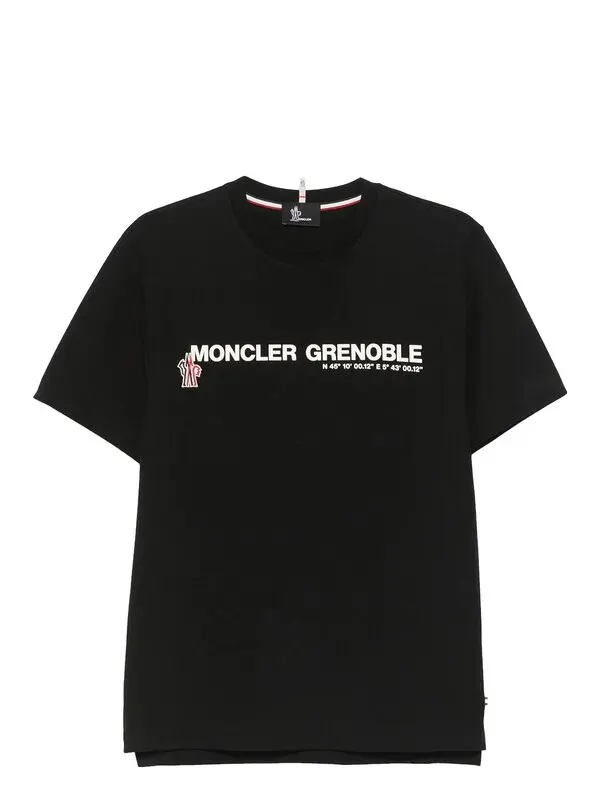 Moncler Grenoble: T-shirt In Misto Cotone Con Logo - Black