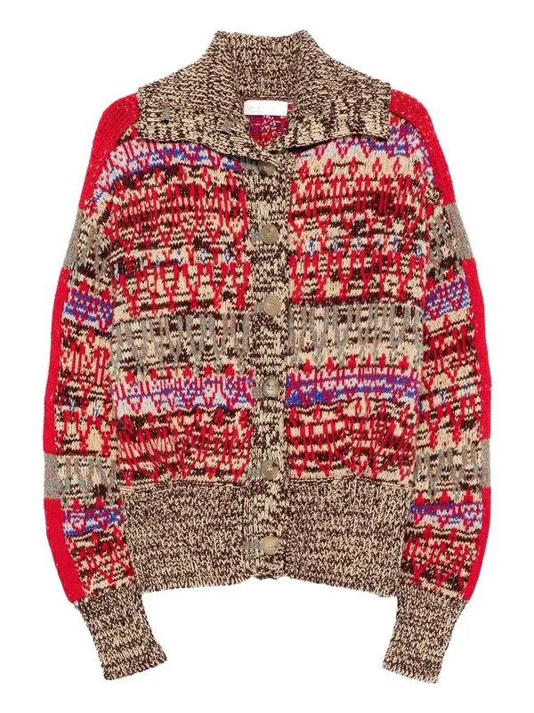 Dries Van Noten Cardigan Oversize In Lana Jacquard - Multicolor