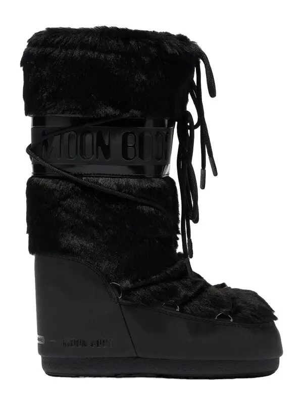 Moon Boot Stivali Icon In Ecopelliccia - Black