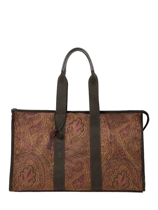 Etro Borsa Da Viaggio Arnica Xl Con Stampa Paisley - Brown