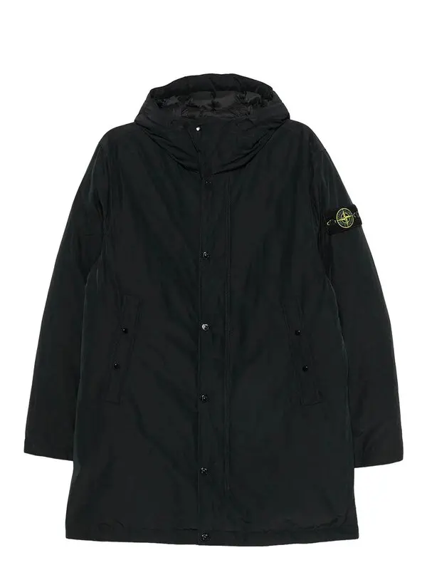 Stone Island Parka Lungo Imbottito Con Antigoccia - Black