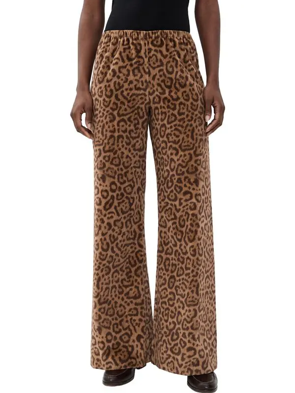 LA LIGNE Printed Velvet Colby Pants - Leopard