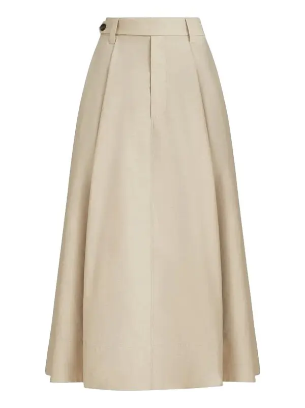 Brunello Cucinelli Techno Cotton Poplin Sartorial Skirt With Monili - Multicolor
