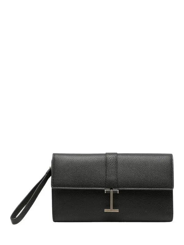 TOM FORD Pouch T Clasp In Pelle Martellata - Black