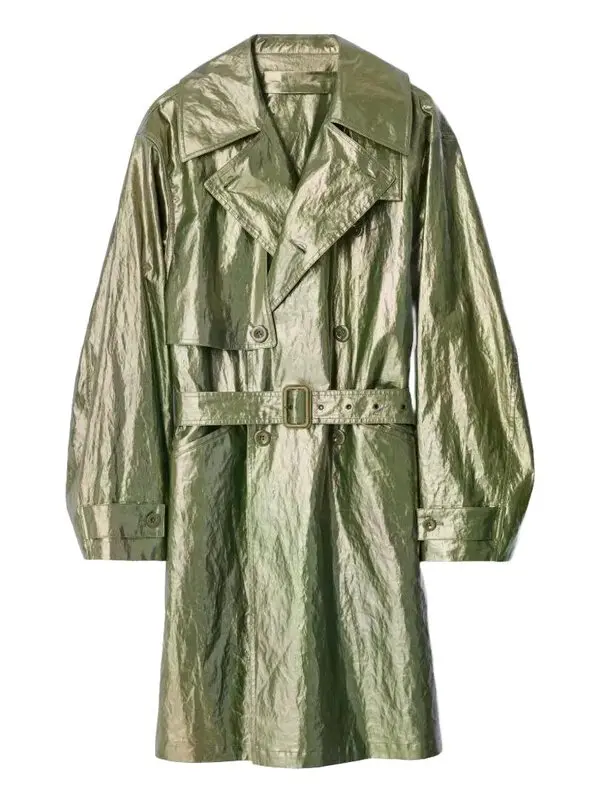 LEMAIRE Trench Coat In Water-repellent Shiny Coated Linen - Gold