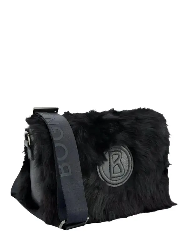 Bogner Logo-patch Faux-fur Shoulder Bag - Black
