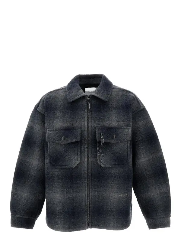 AND WANDER Giacca Con Zip In Lana A Quadri - Grigio