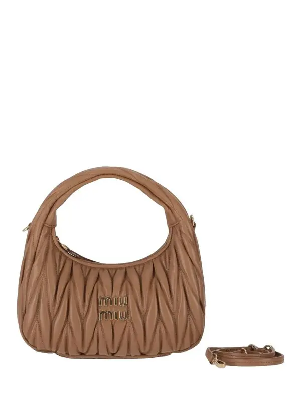 Miu Miu Wander Matelassé Nappa Leather Small Hobo Bag - Brown