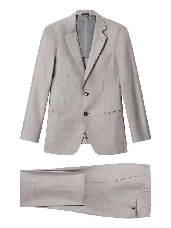 Giorgio Armani Soho Line Single-breasted Suit In Wool, Silk And Linen Grisaille - Gray