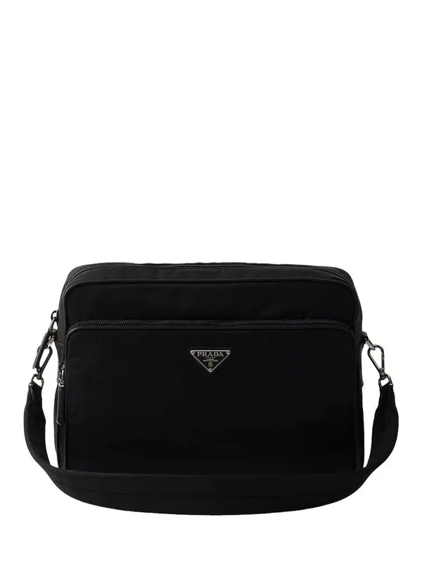 Prada Logo-plaque Nylon Messenger Bag - Black